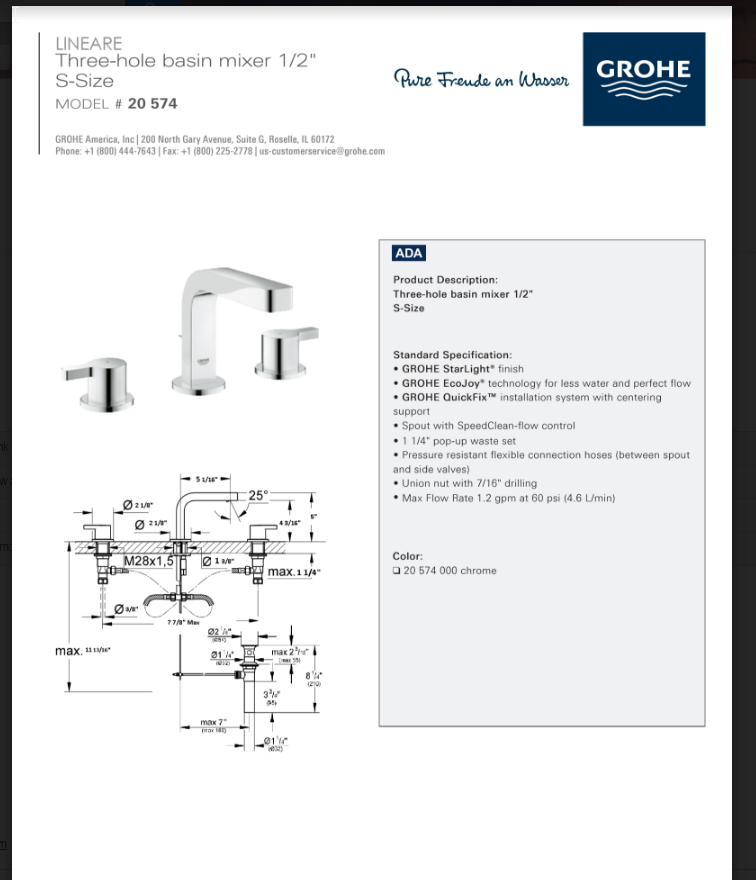 Grohe 20574000 Starlight Chrome Lineare Widespread Bathroom Faucet with ...